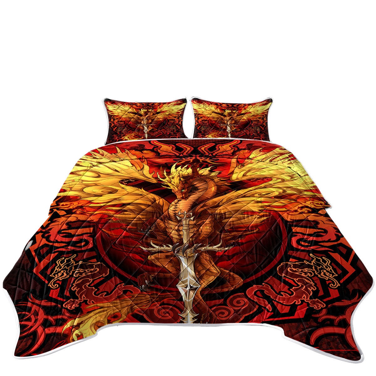 Buy Cool Fantasy Sword Weapon Dragon Flame Blade Coverlet - MyDeal ...