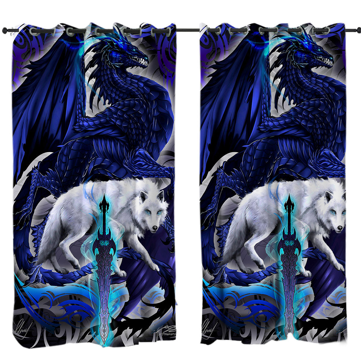 Buy Cool Fantasy Weapon Wolf Dragon Alpha Blade Curtain - Single / Set ...