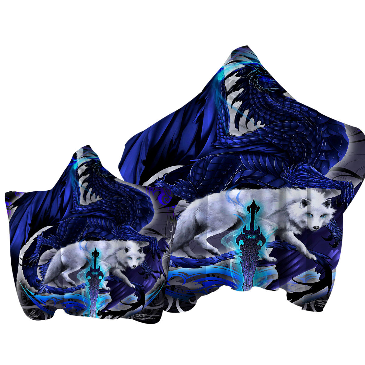 Buy Cool Fantasy Weapon Wolf Dragon Alpha Blade Towel with Hood ...