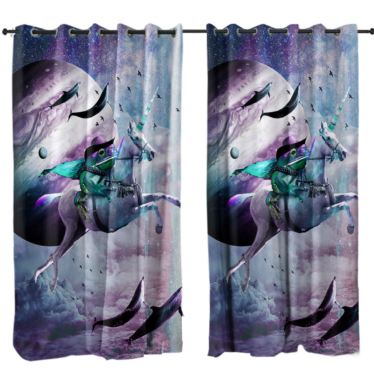 Buy Cool Funny Crazy Art Epic Frog Riding Unicorn in Space Curtain ...