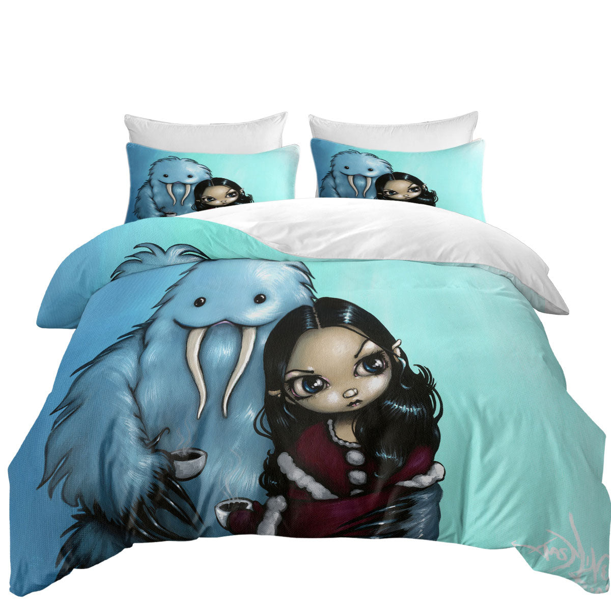 Buy Cool Scary Kids Art Below Zero Girl and Yeti Quilt Cover - MyDeal ...