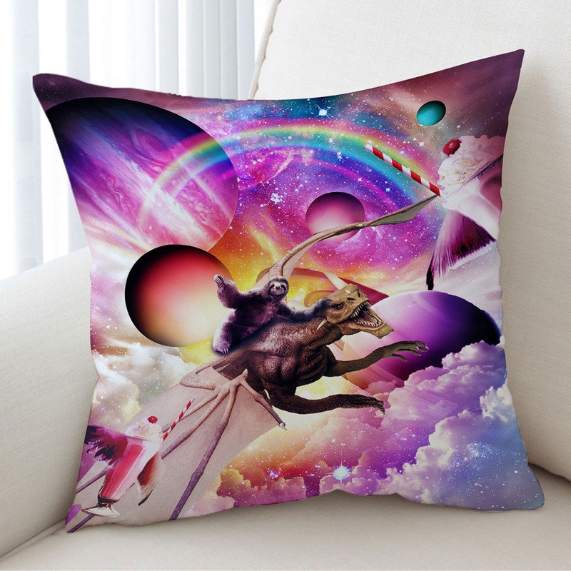Buy Crazy Cool Space Sloth Riding Dragon Cushion Cover Mydeal