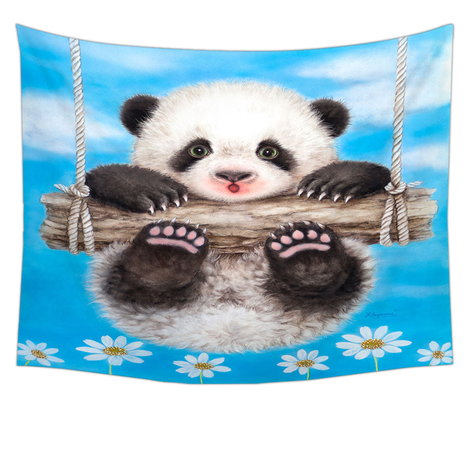 Buy Cute Animal Drawing Panda Swing Tapestry - MyDeal Australia