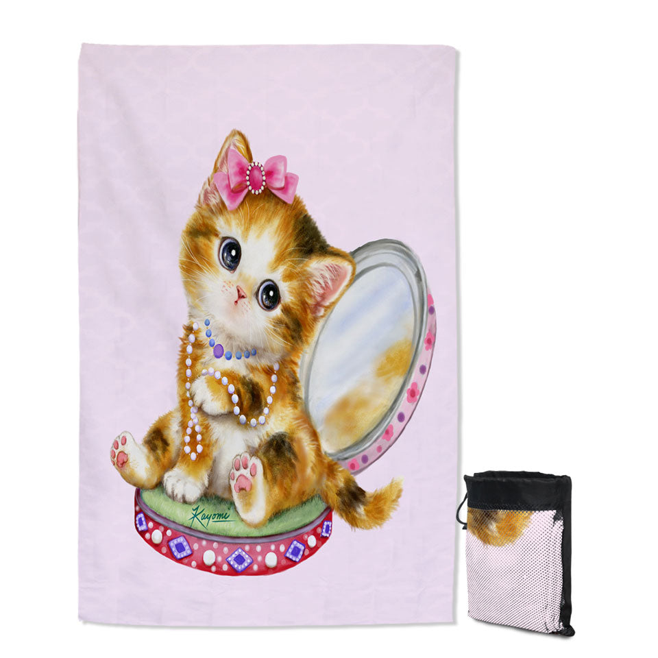 Buy Cute Cat Drawings Ginger Tabby Girl Kitten Quick Dry Beach Towel ...