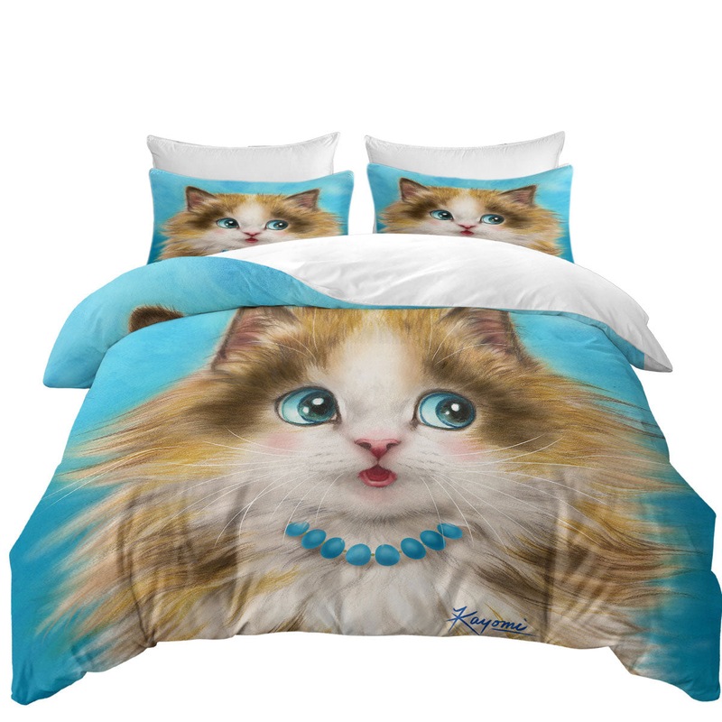 Buy Cute Cats Art Girly Kitten Blushing Quilt Cover - MyDeal