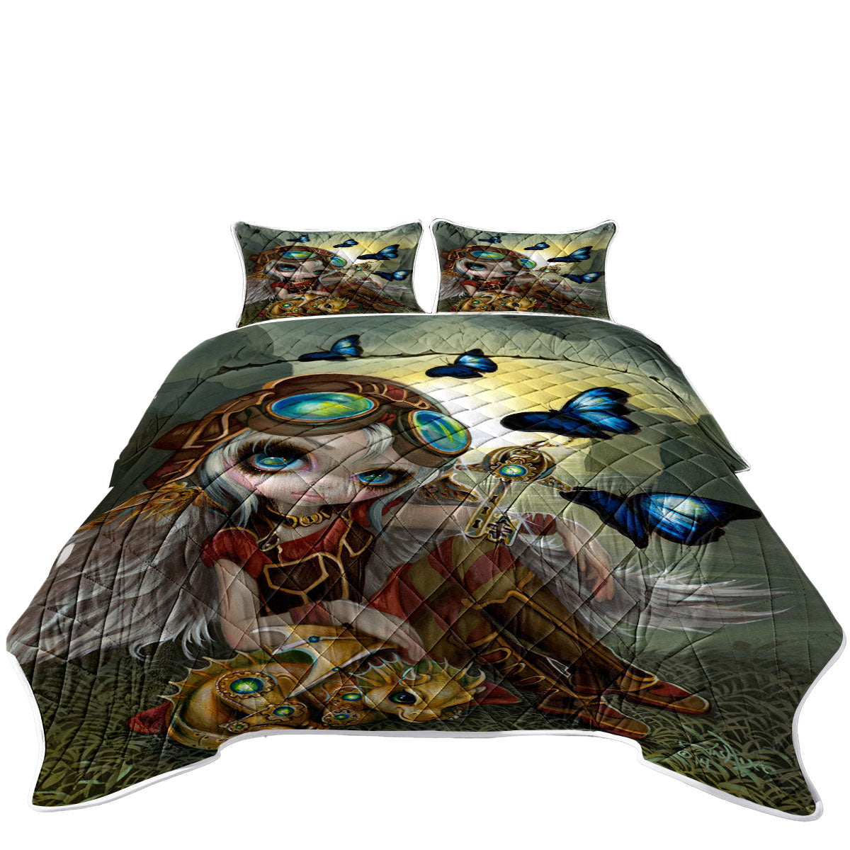 Buy Cute Fantasy Art Angel and Clockwork Dragonling Coverlet - MyDeal ...