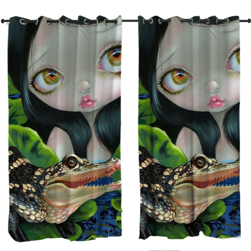 Buy Cute Fantasy Mermaid with a Baby Alligator Curtain - Single / Set ...
