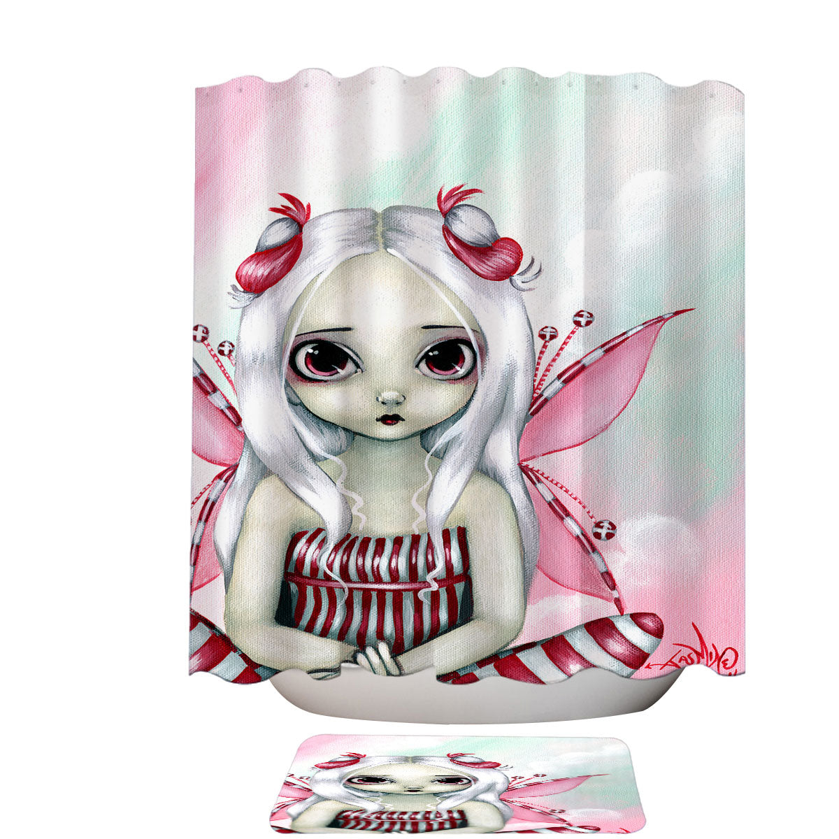 Buy Cute Pinkish Little Fairy the Peppermint Pretty Shower Curtain ...
