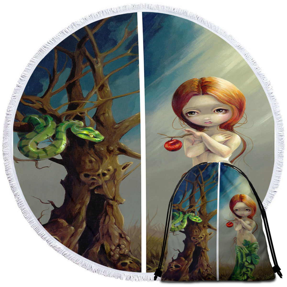 Buy Eve and the Tree of Knowledge Woman and Snake Round Beach Towel ...