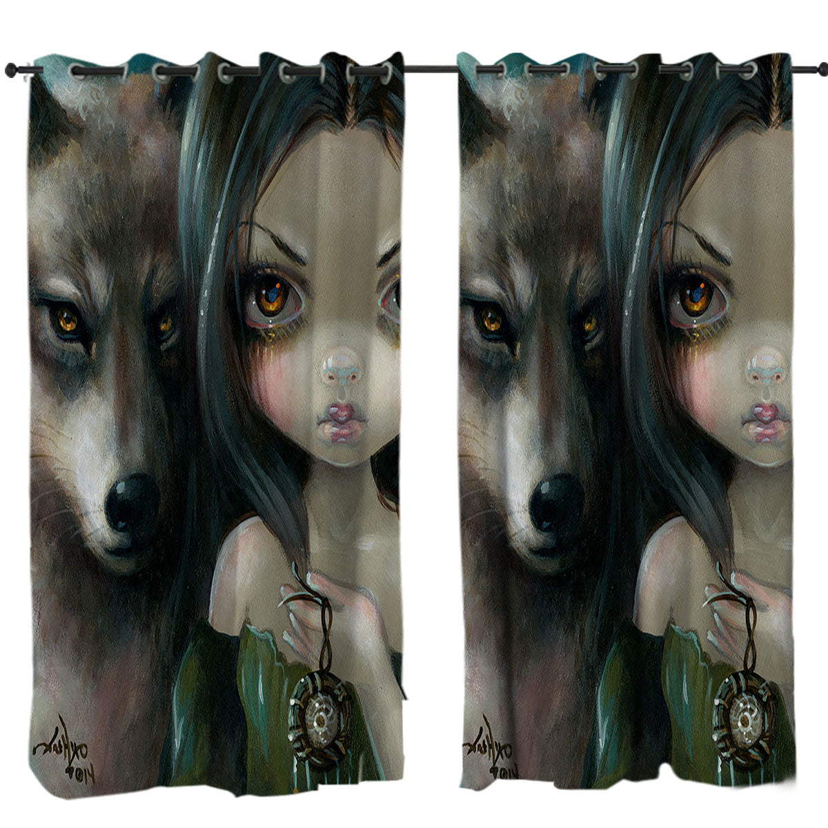 Buy Faces of Faery #226 Native Goth Girl with Her Wolf Curtain - Single ...