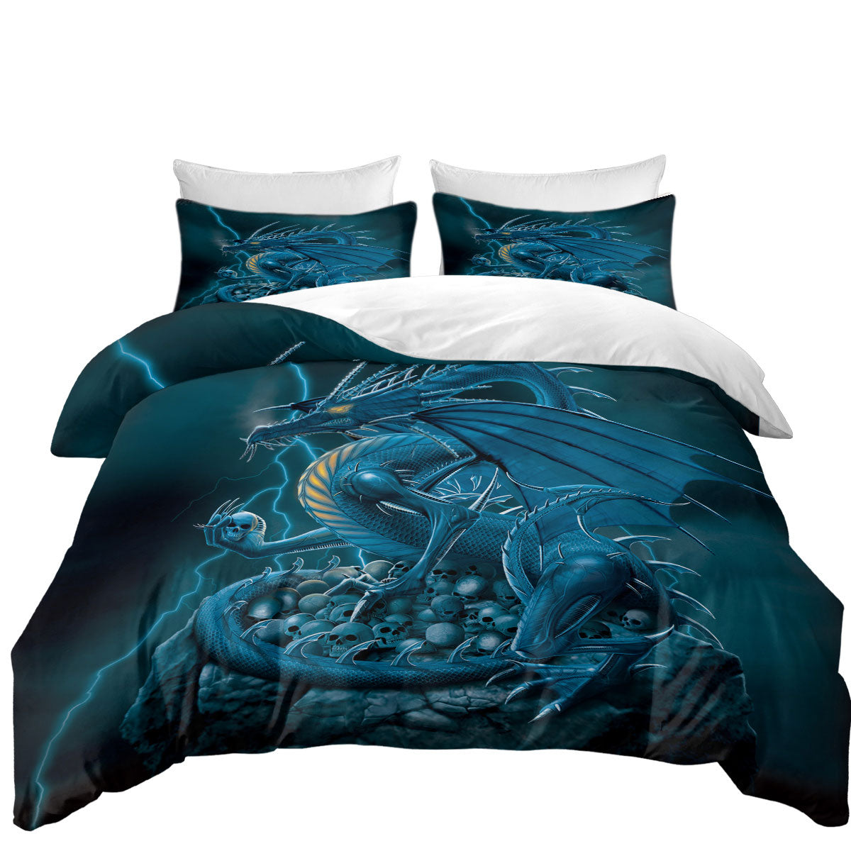 Buy Fantasy Art Scary Human Skulls Blue Dragon Quilt Cover - MyDeal ...