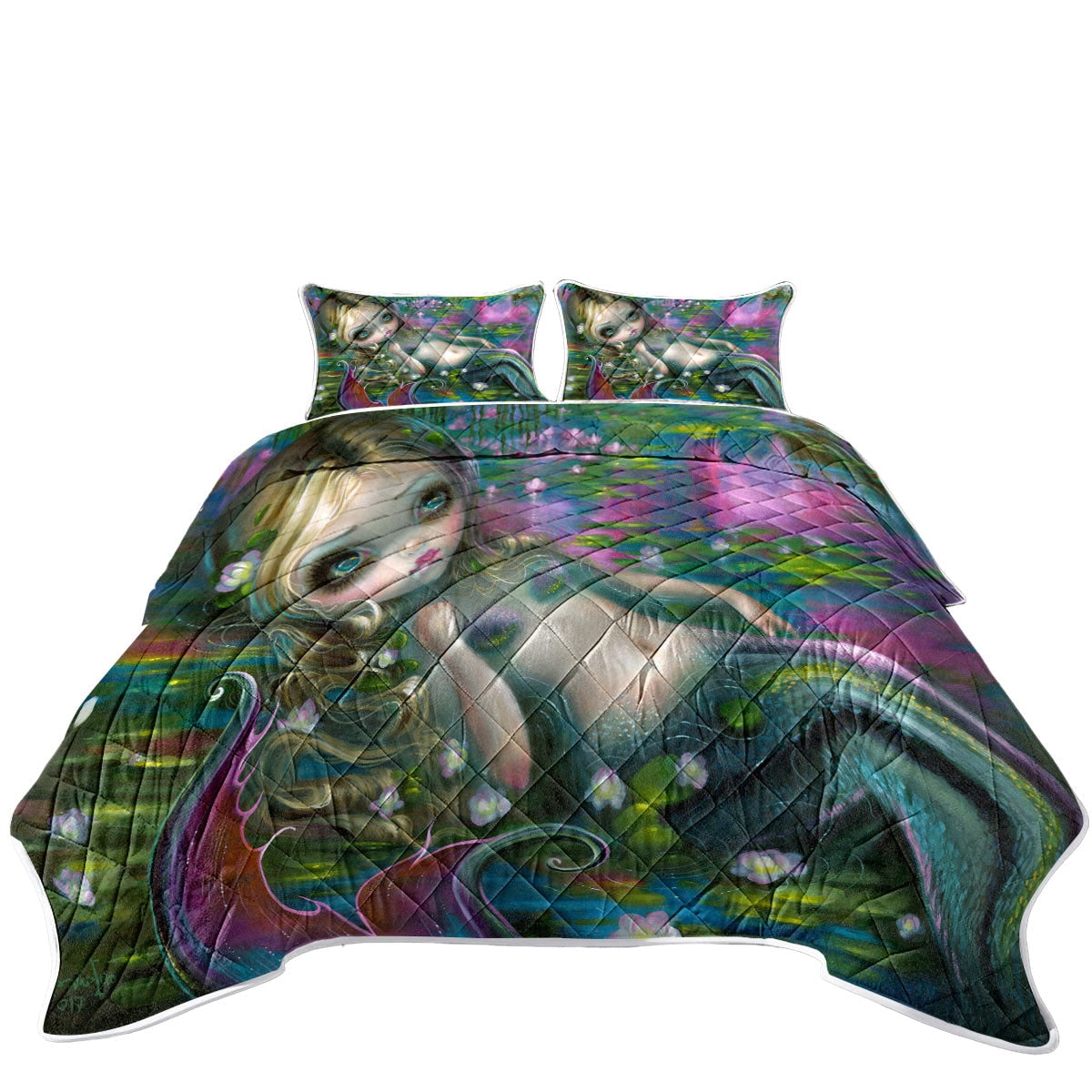 Buy Fine Fantasy Art Water Lily Pond Monet Mermaid Coverlet - MyDeal ...