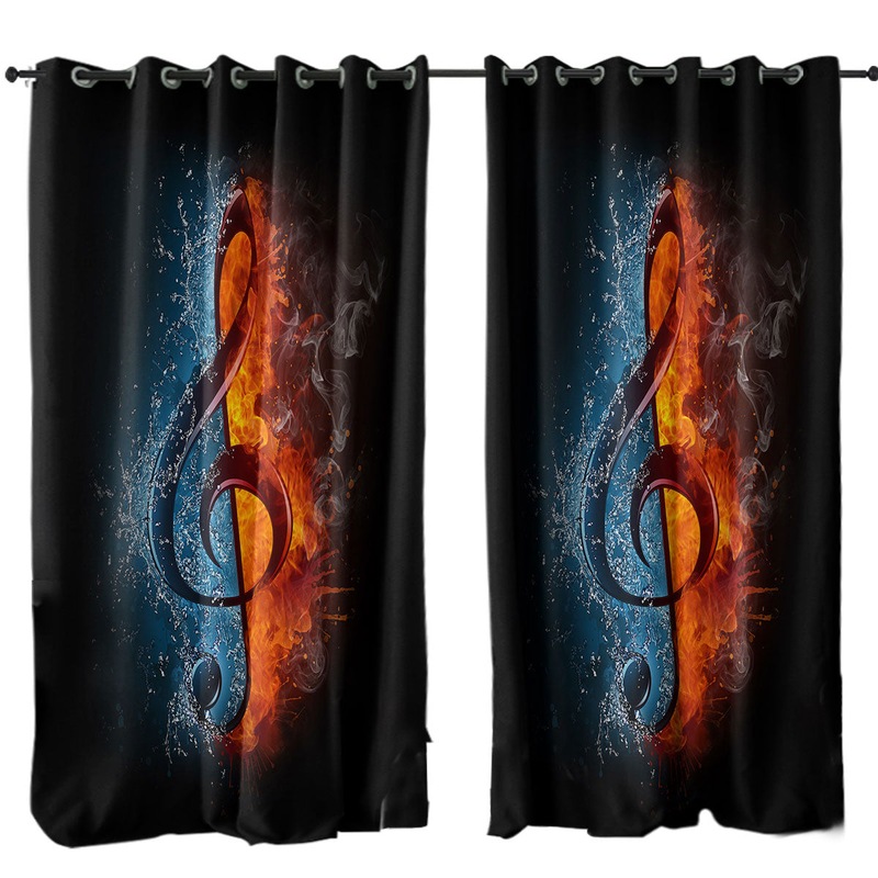 Buy Fire Vs Water Treble Clef Music Note Curtain - Single / Set of Two ...