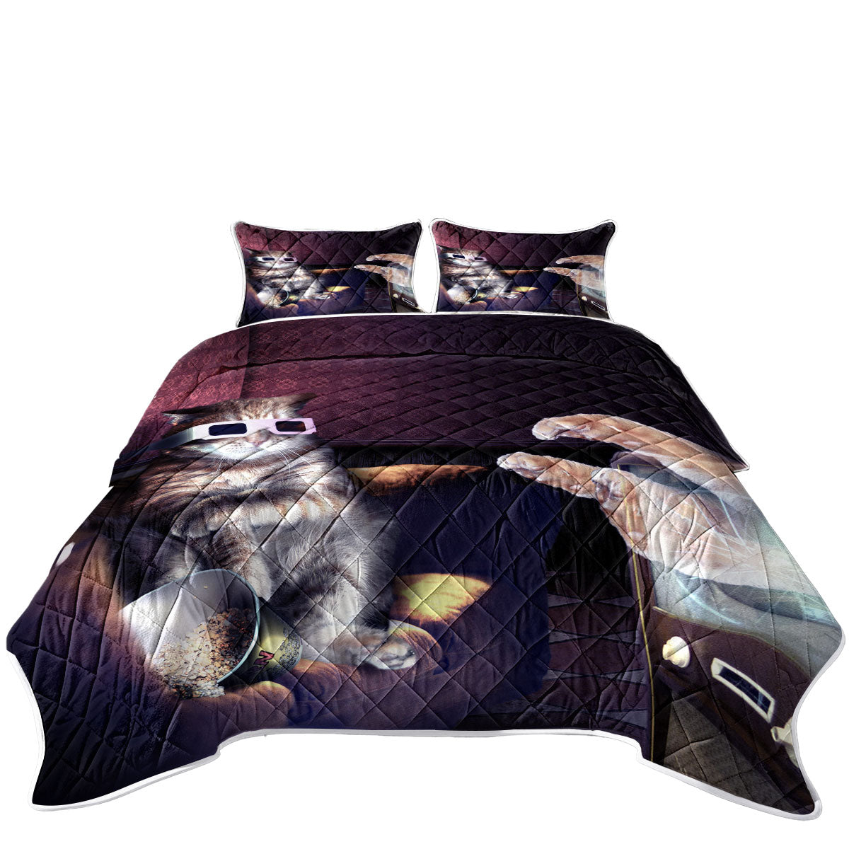 Buy Funny Cat Watching a 3D Horror Movie Cool Art Coverlet - MyDeal ...