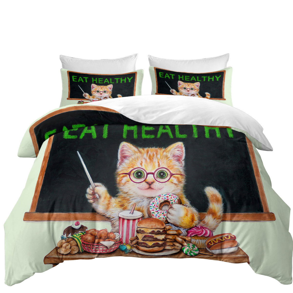 Buy Funny Cute Cats Fast Food Teacher Kitten Quilt Cover - MyDeal Australia