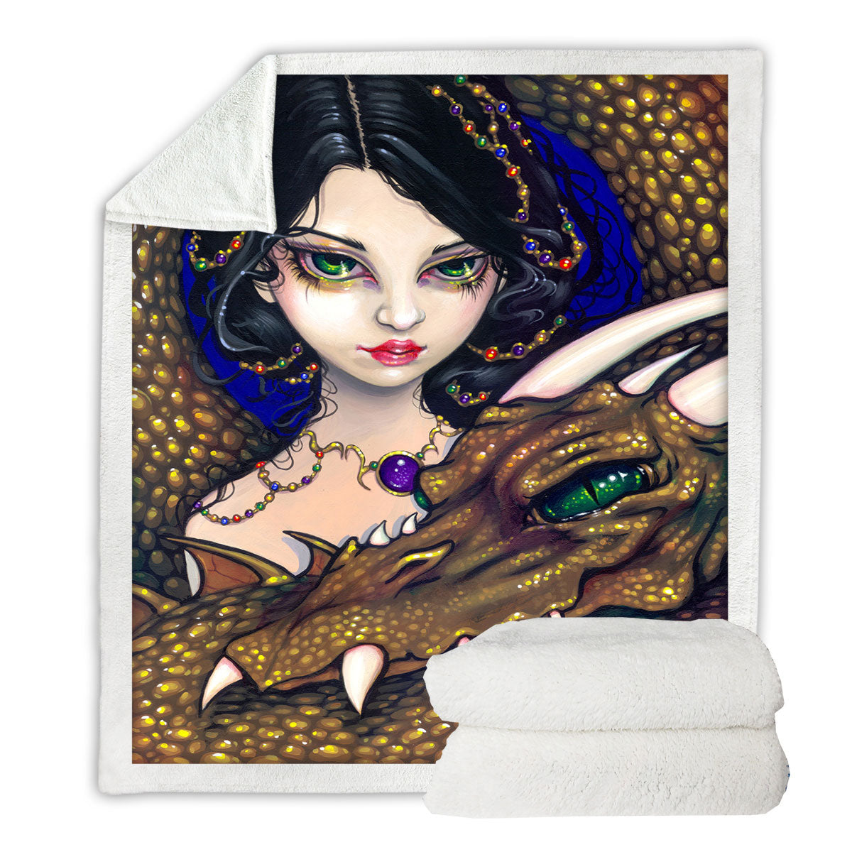 Buy Golden Guardian Elf Maiden and Her Dragon Throw Blanket - MyDeal ...