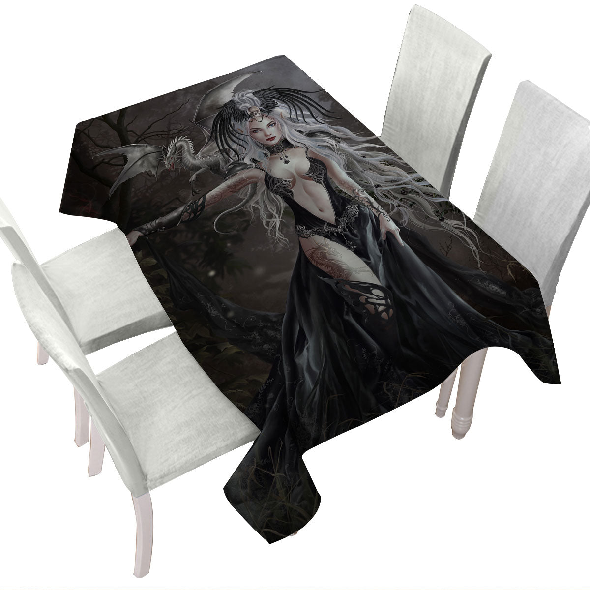 Buy Gothic Fantasy Art My Queen of Havoc and Dragon Tablecloth - MyDeal ...