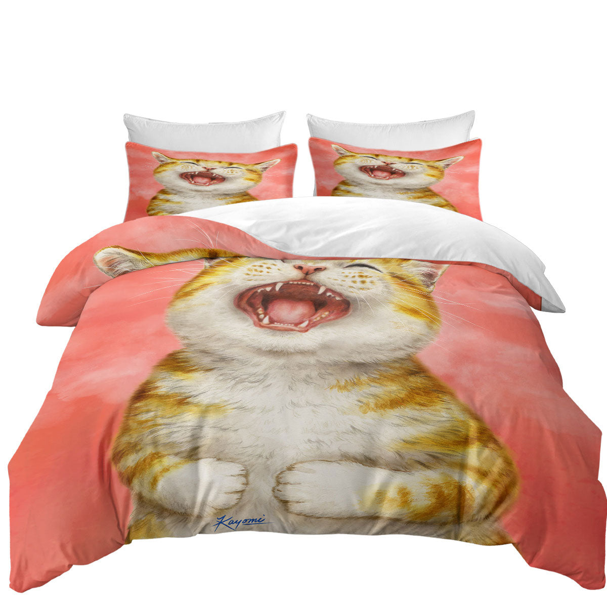 Buy Happy Kitten Laughing Cute Ginger Cat Quilt Cover - MyDeal Australia