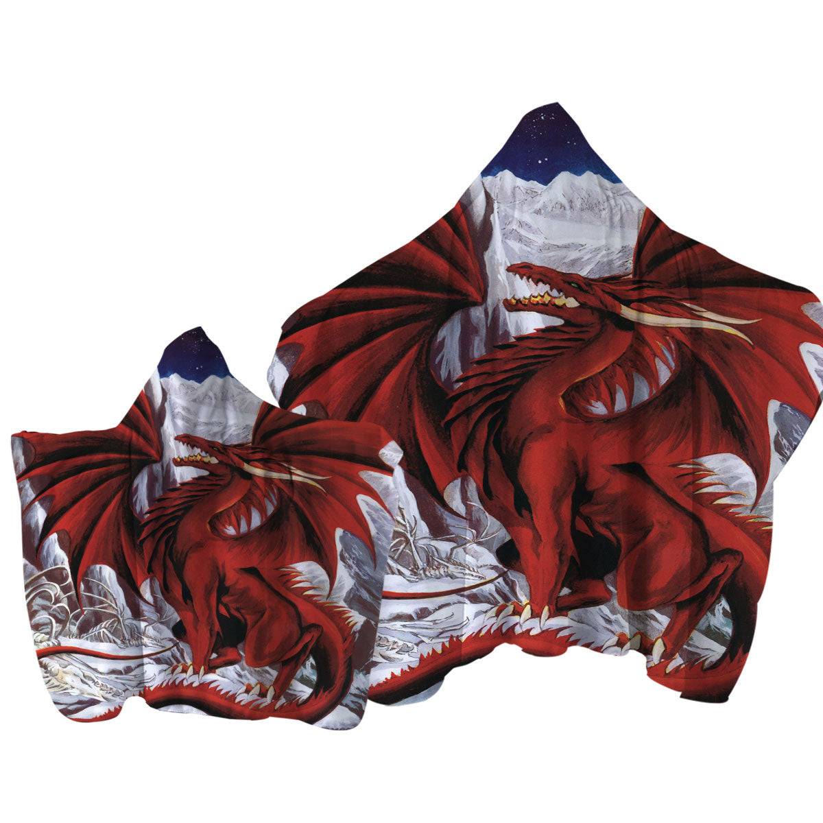 Buy Inferno Red Dragon Drawing in the Mountains Towel with Hood ...