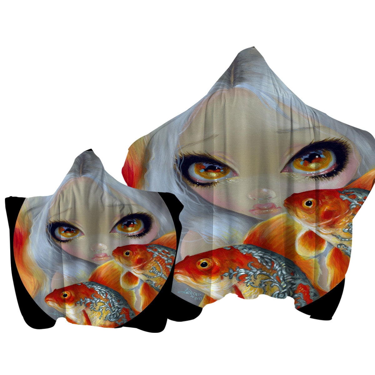Buy Jeweled Fish Silver and Gold Mermaid Art Towel with Hood - MyDeal ...