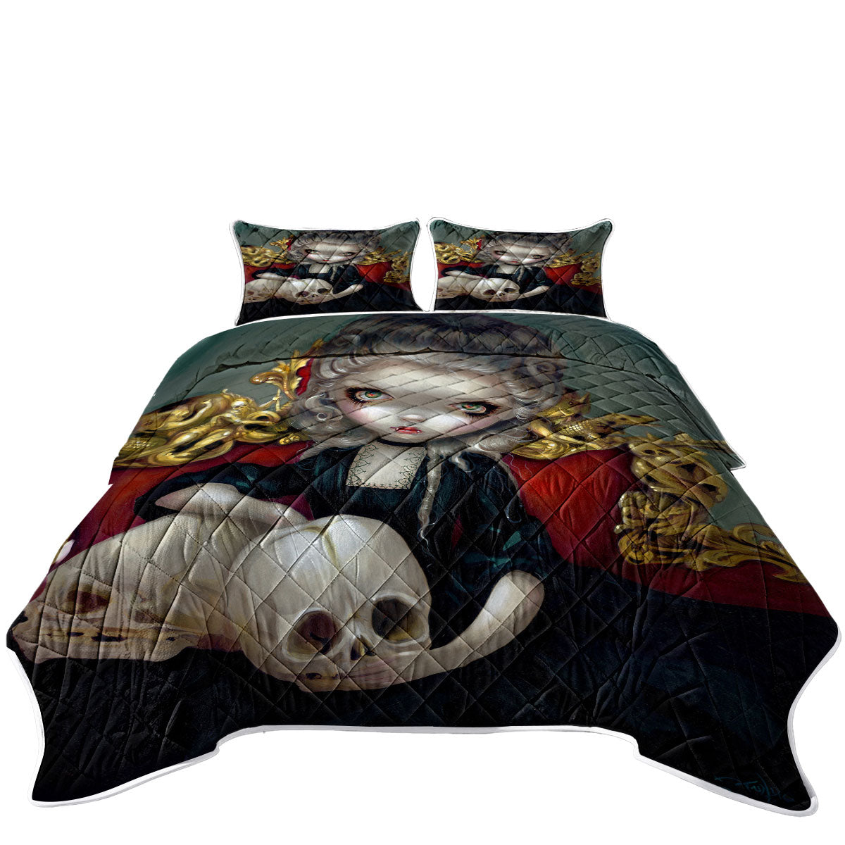Buy Les Vampires Les Cranes Vampire Maiden and Skulls Coverlet - MyDeal ...