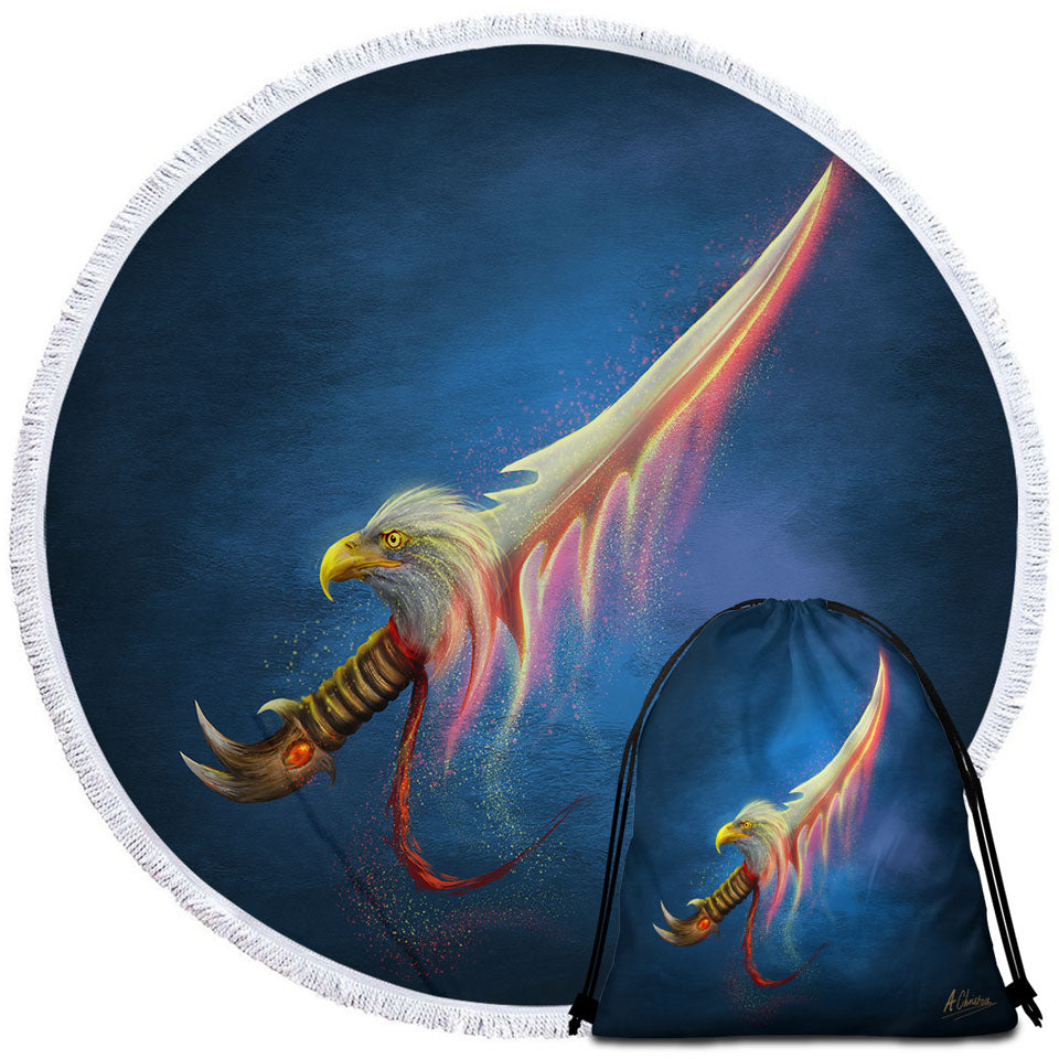 Buy Magical Fantasy Eagle Sword Round Beach Towel - MyDeal Australia