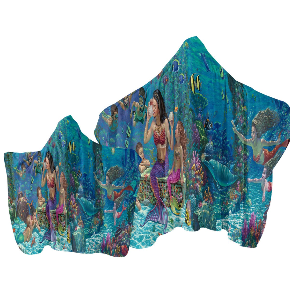 Buy Magical Underwater Art the Mermaids World Towel with Hood - MyDeal ...