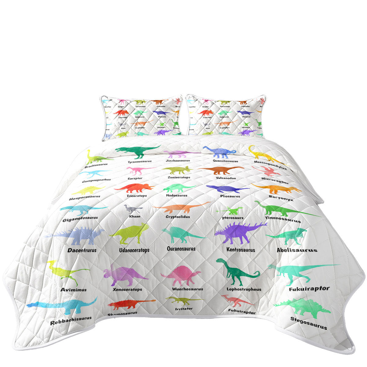 Buy Multi Colored Dinosaurs Drawings and Names Coverlet - MyDeal Australia