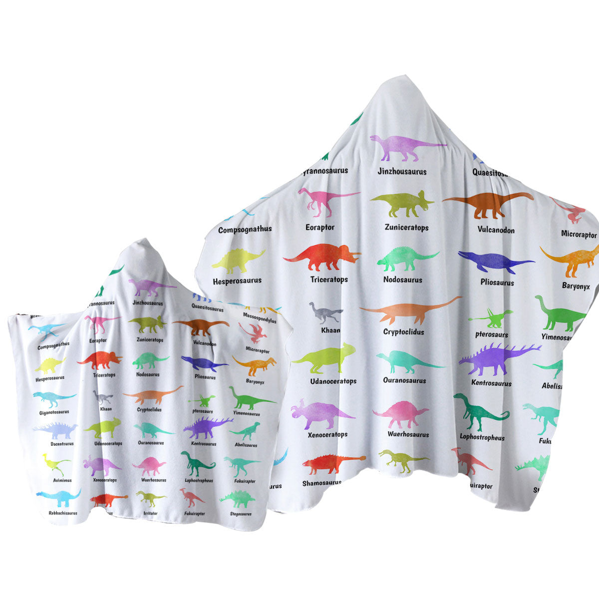 Buy Multi Colored Dinosaurs Drawings and Names Towel with Hood - MyDeal ...