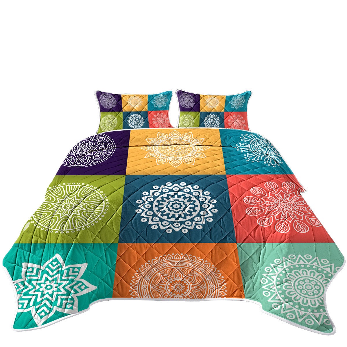 Buy Multi Colored Panel and White Mandalas Coverlet - MyDeal Australia