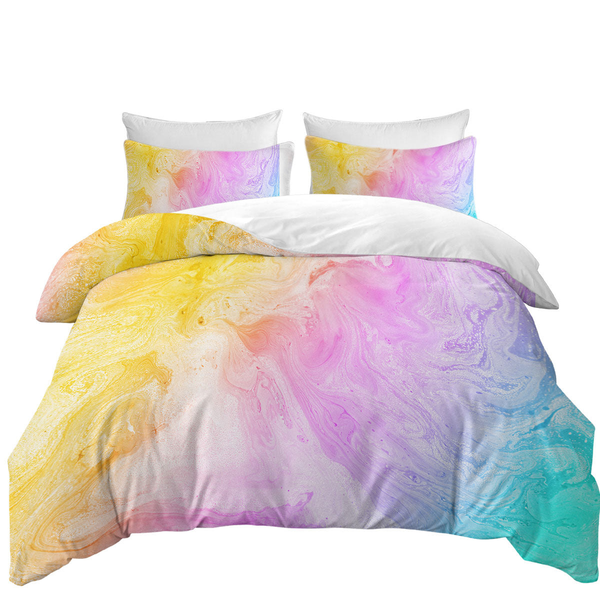 Buy Multi Colored Pastel Yellow Purple Blue Marble Quilt Cover - MyDeal ...
