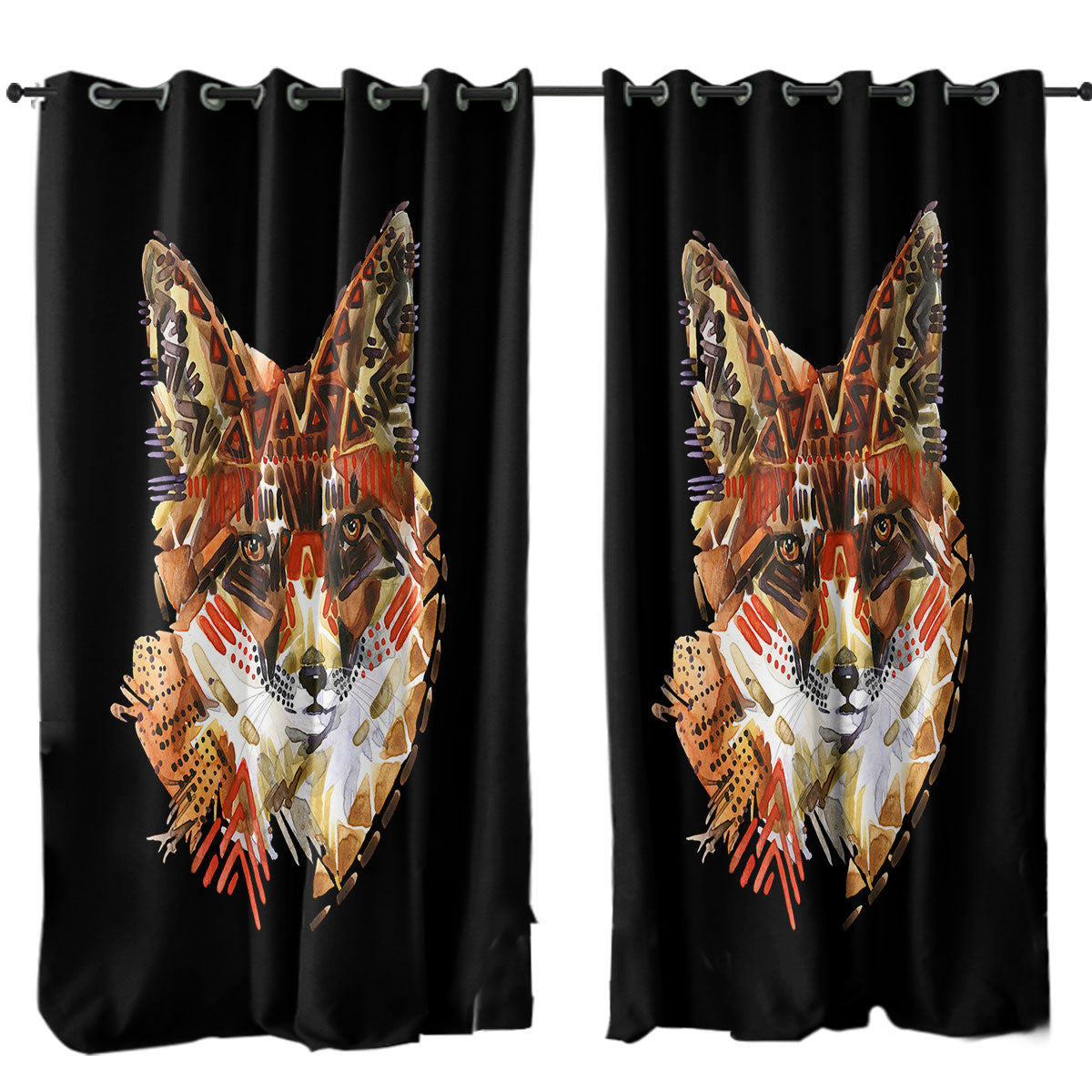 Buy Native American Fox Art Curtain - Single / Set of Two - MyDeal ...