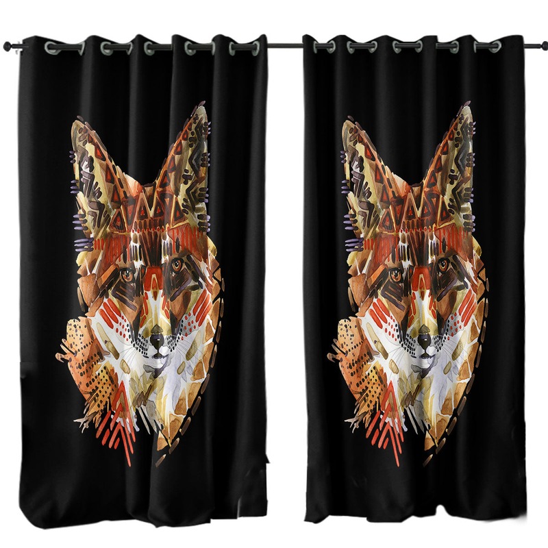 Buy Native American Fox Art Curtain - Single / Set of Two - MyDeal