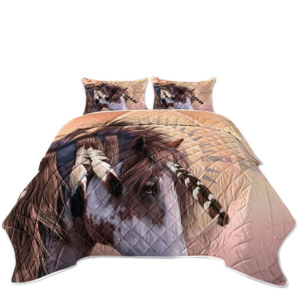 Buy Native American Spirit Feathers Haired Horse Coverlet - MyDeal ...