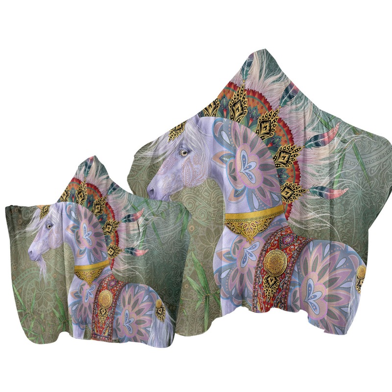 Buy Oriental Native White Unicorn Towel with Hood - MyDeal
