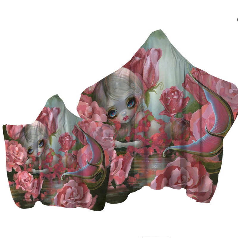 Buy Pink Fantasy Art Mermaid with Roses Towel with Hood - MyDeal