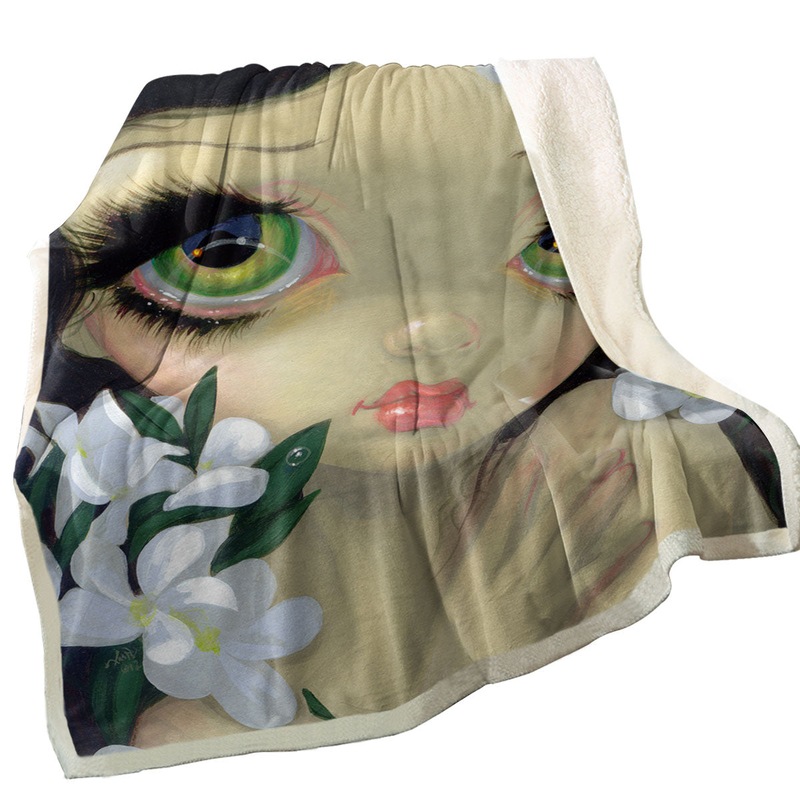 Buy Poisonous Beauties White Oleander Girl and Flowers Throw Blanket ...