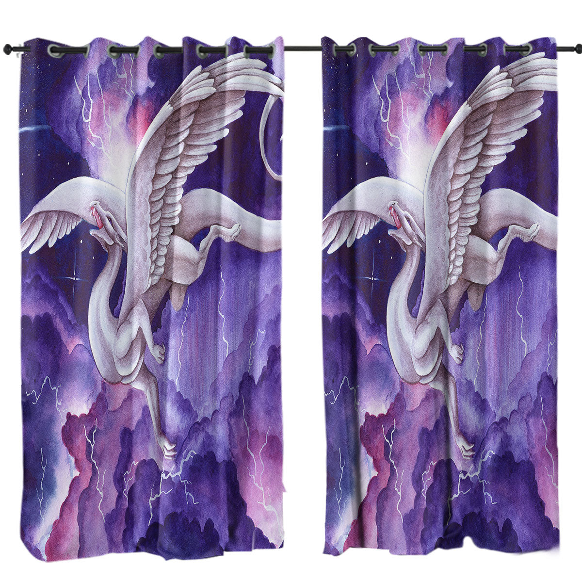 Buy Purple Lightning Storm Dancer Cool Dragon Art Painting Curtain ...