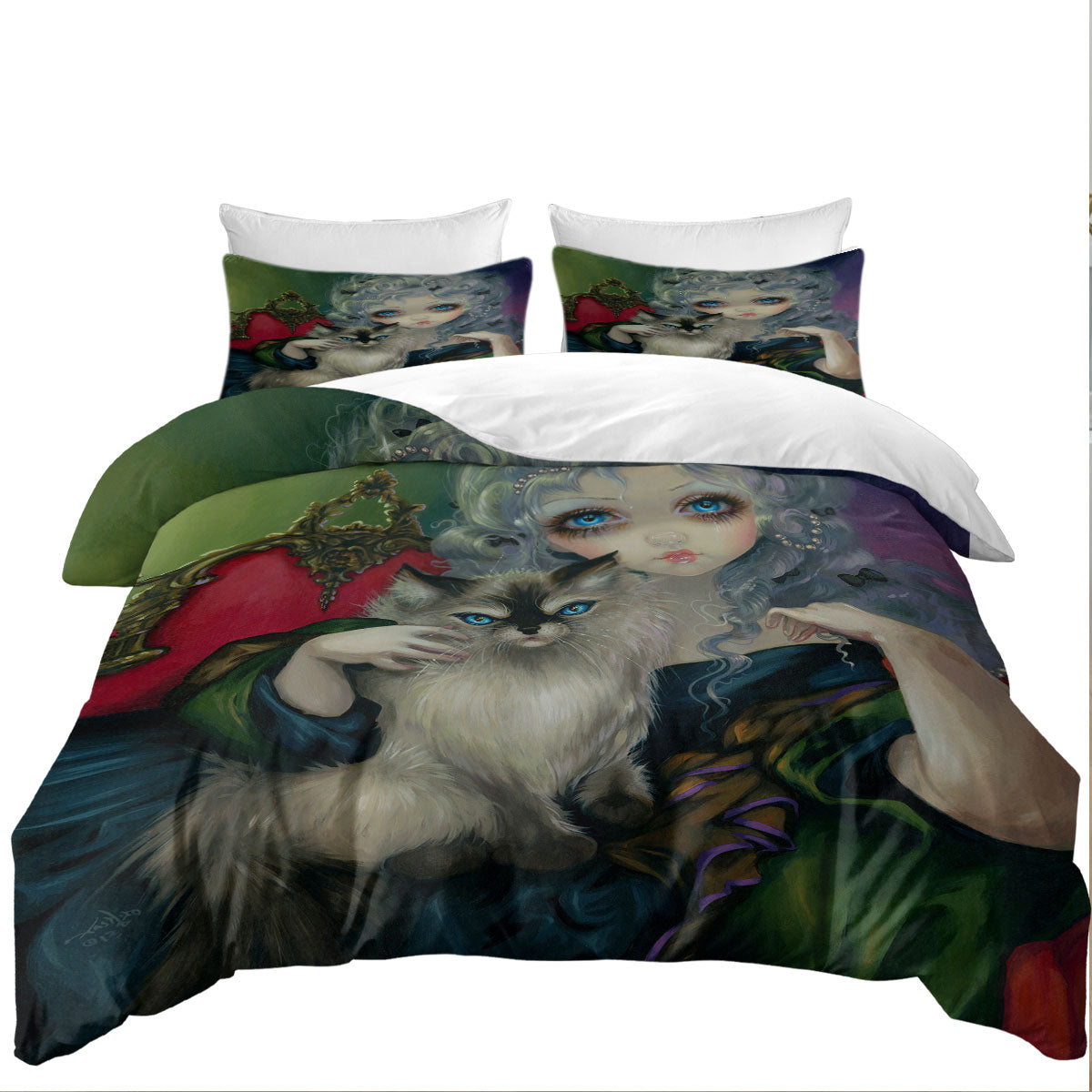 Buy Rococo Style Portrait Princess with a Ragdoll Cat Quilt Cover ...