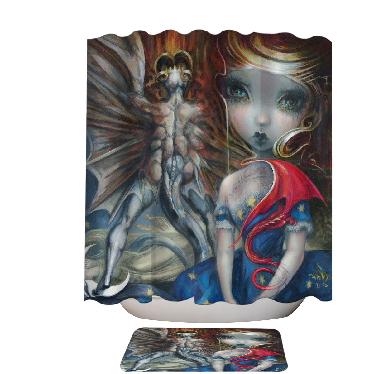 Buy Scary Dragon Art Prints Great Red Dragonling Shower Curtain ...