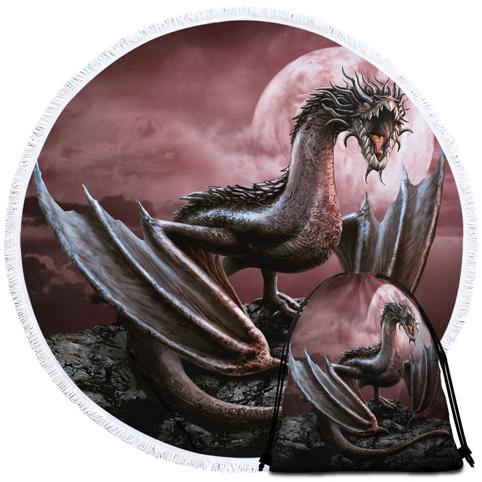 Buy Scary Fantasy Art Darius Moon Dragon Round Beach Towel - MyDeal ...