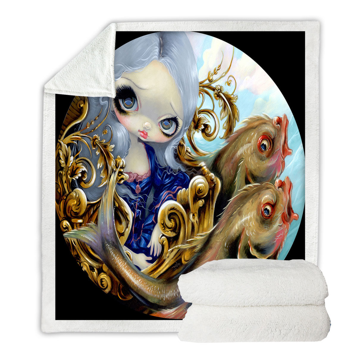 Buy Sea Chariot Fish Transporting a Beautiful Maiden Throw Blanket ...