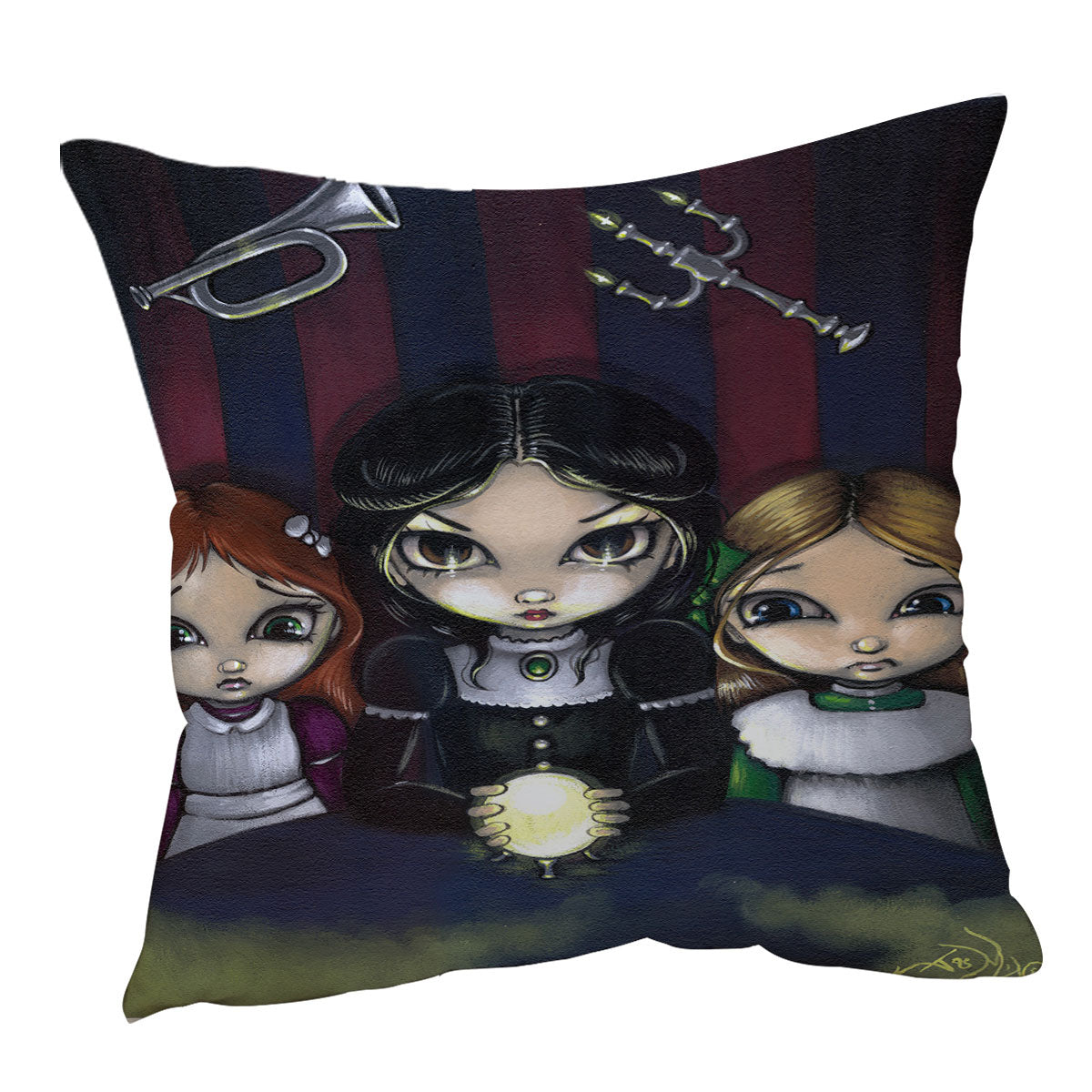 Buy The Seance Dark Gothic Art of Three Spiritual Girls Cushion Cover ...