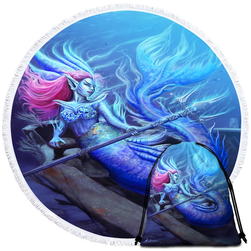 Buy The Underwater Protector Beautiful Mermaid Round Beach Towel - MyDeal