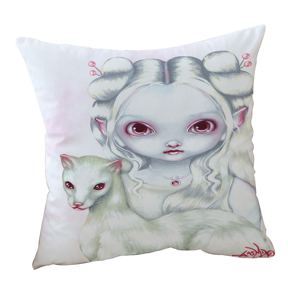 Buy Two of a Kind Albino Elf Girl and Her Albino Ferret Cushion Cover ...