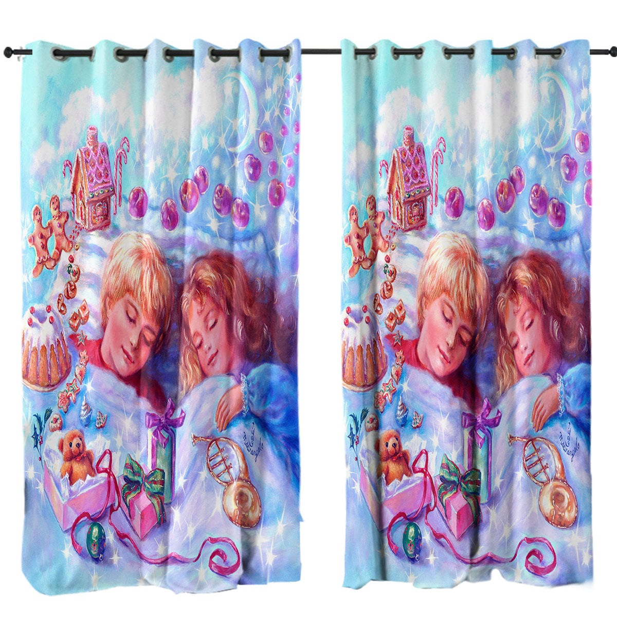Buy Vintage Fairytales Art Painting Sweet Candy Dreams Curtain - Single ...