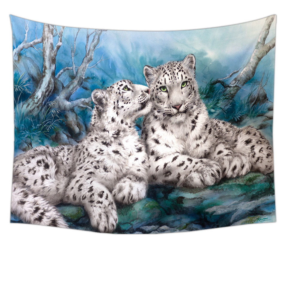 Buy Wild Animal Art Whisper White Snow Leopards Tapestry - MyDeal Australia