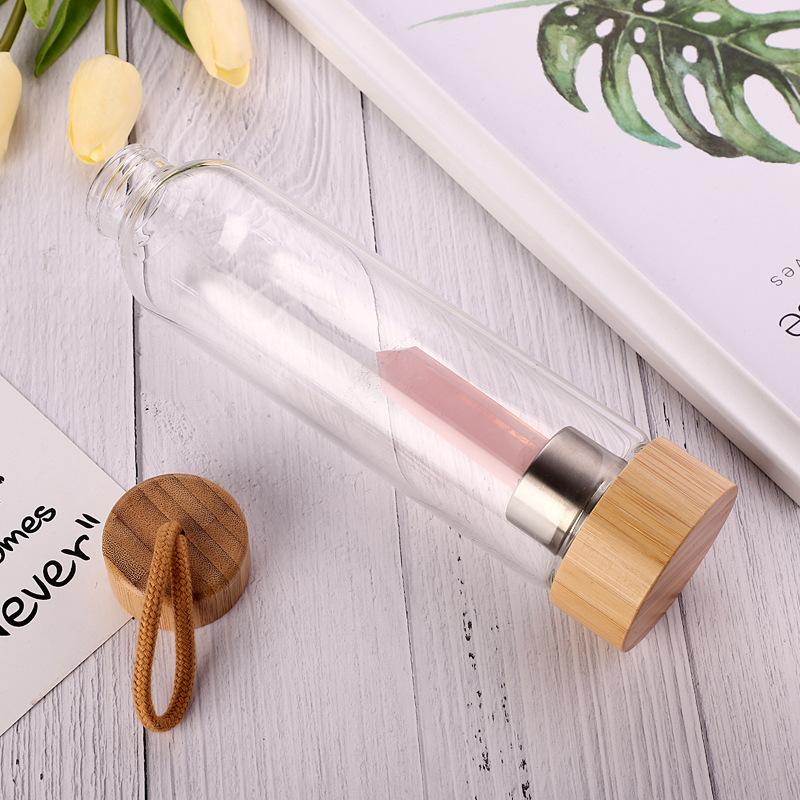 Buy Crystal Infused Elixir Glass & Bamboo Water Bottle - MyDeal Australia