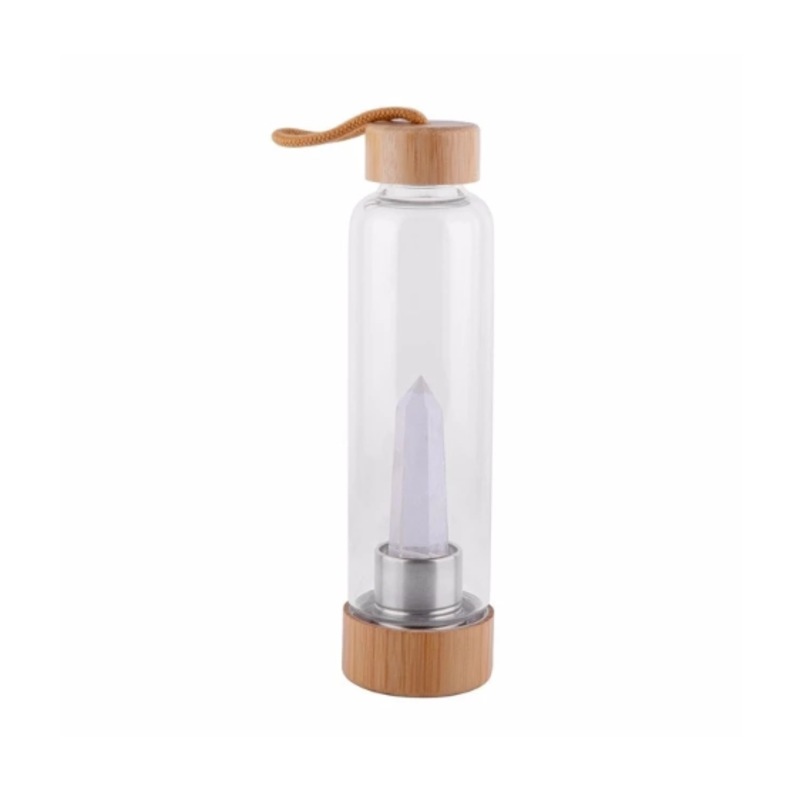 Buy Crystal Infused Elixir Glass & Bamboo Water Bottle - MyDeal