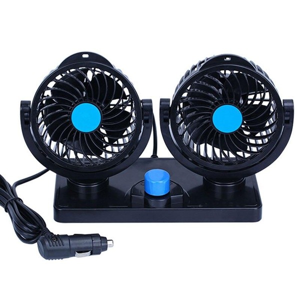 Buy Double Head 12V Car Fan Air Conditioning For Car 360 Degree ...